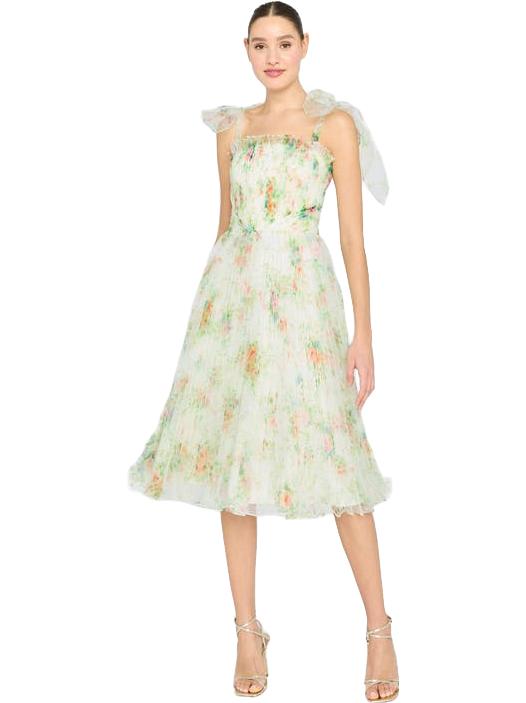 THEIA Betty Pleated Organza Dress